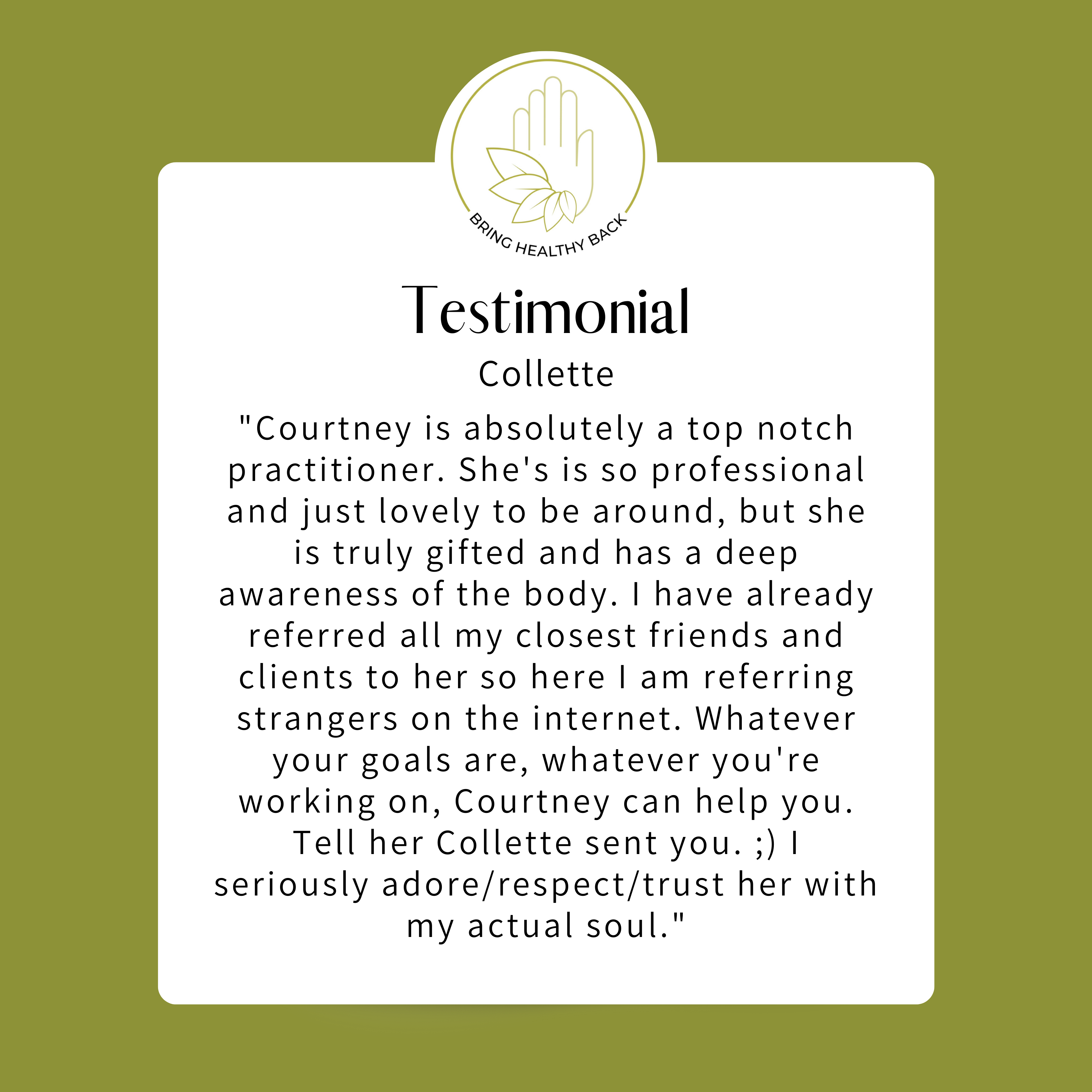 Massage Therapy Testimonials – Bring Healthy Back